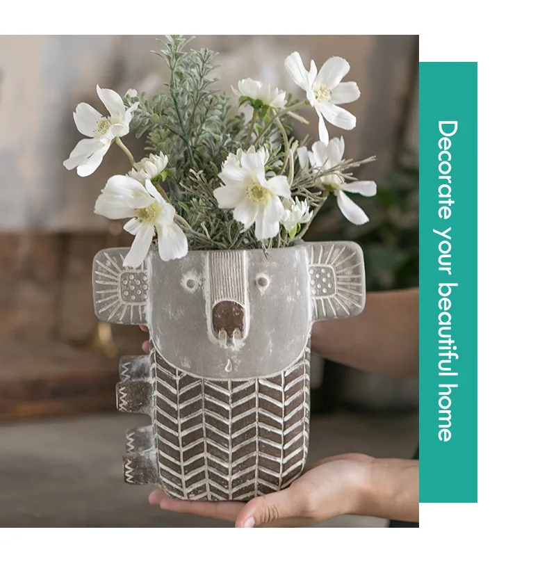 Cute 3d Animal Design Koala Cement Gadern Flower Pots Decorative ...