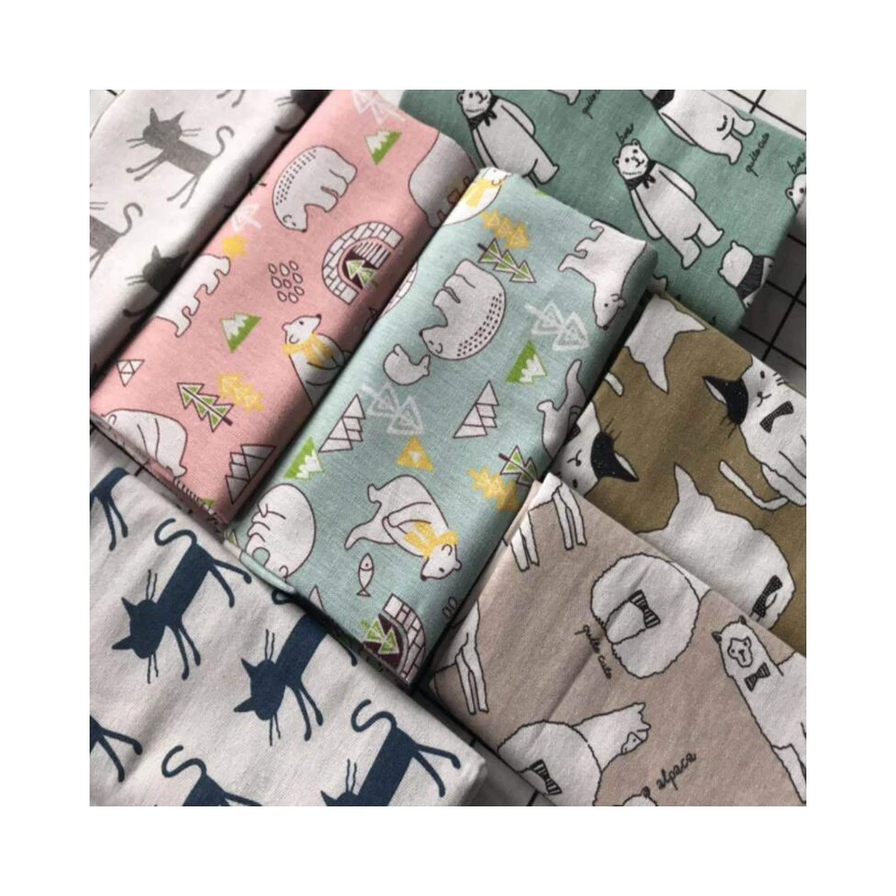 Cartoon Design Cotton Linen Materia Cute Pattern Pillow Fabric Home ...