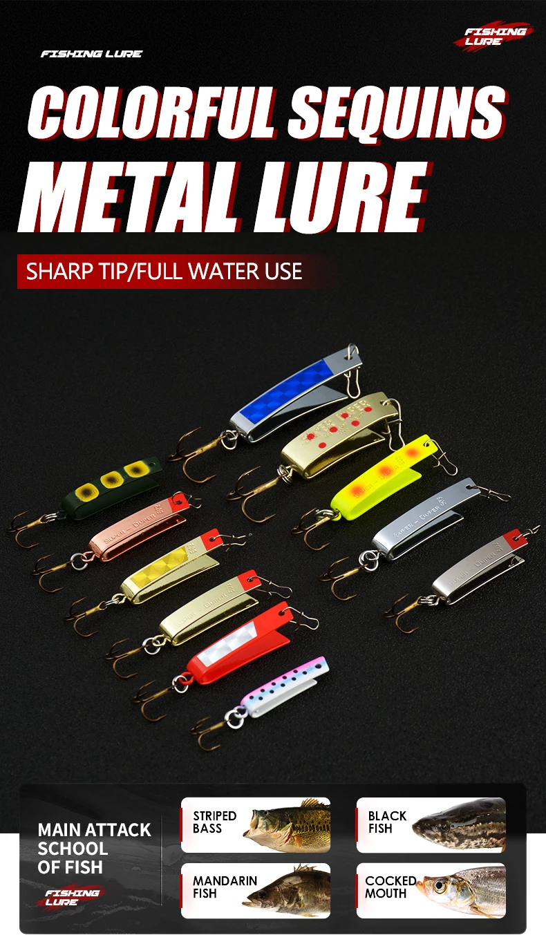 U-shaped Sequins Lure Super Duper Bass Trout Panfish Metal Spoon ...