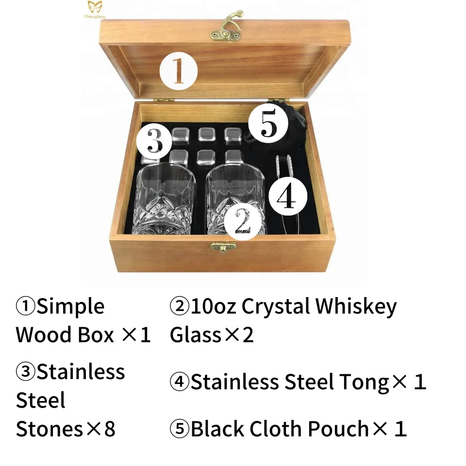 Custom Whiskey Glass Box Set With Soapstones And Crystal Whiskey Glass ...