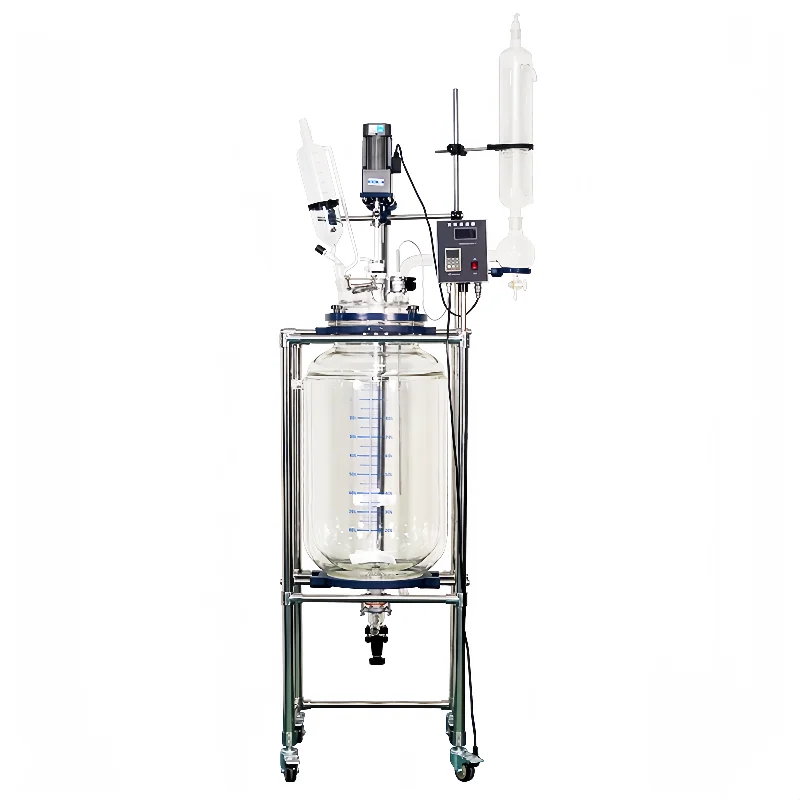 Lab Chemical Bioreactor Jacketed Glass Agitator Coated Tank 5L 10L 20L ...
