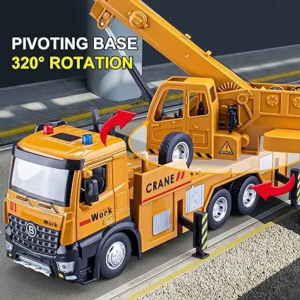 Friction Powered Crane Machine Tow Truck With Lights And Sounds Crane ...