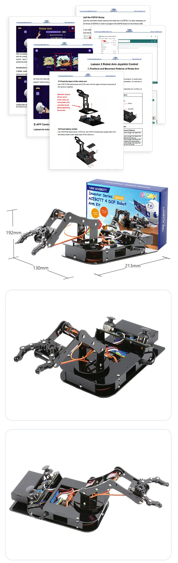 Robotlinking ESP32 Programmable Robot Arm Car Kit for Arduino