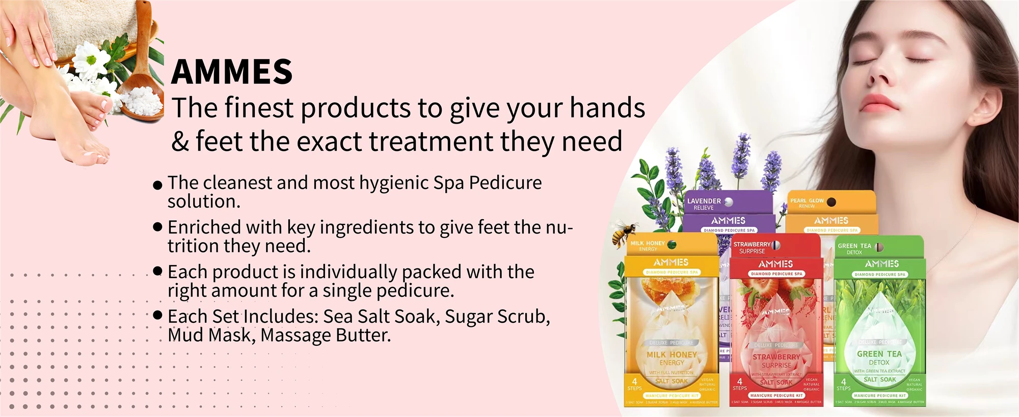 AMMES Deluxe Pedicure Kit 4 Step Spa Pedicure Products Instant Blast ...