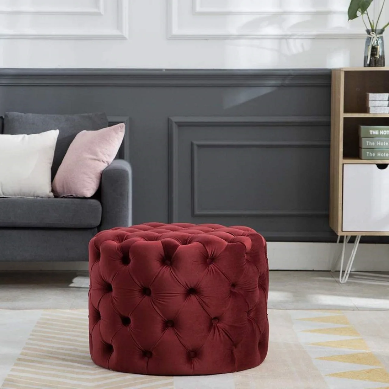 Modern Upholstery Tufted Inflatable Knitted Moroccan Pouf Small Poof ...