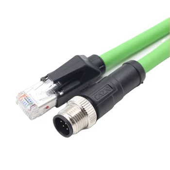 M12 Connector Male 4pin D Code Ethernet 100mbps M12 To Rj45 Cable ...