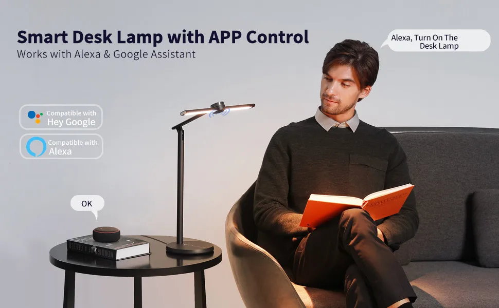 Smart Led Desk Lamp With App Control,Eye-caring Auto-dimming Table Lamp With Motion Sensor,Works ...