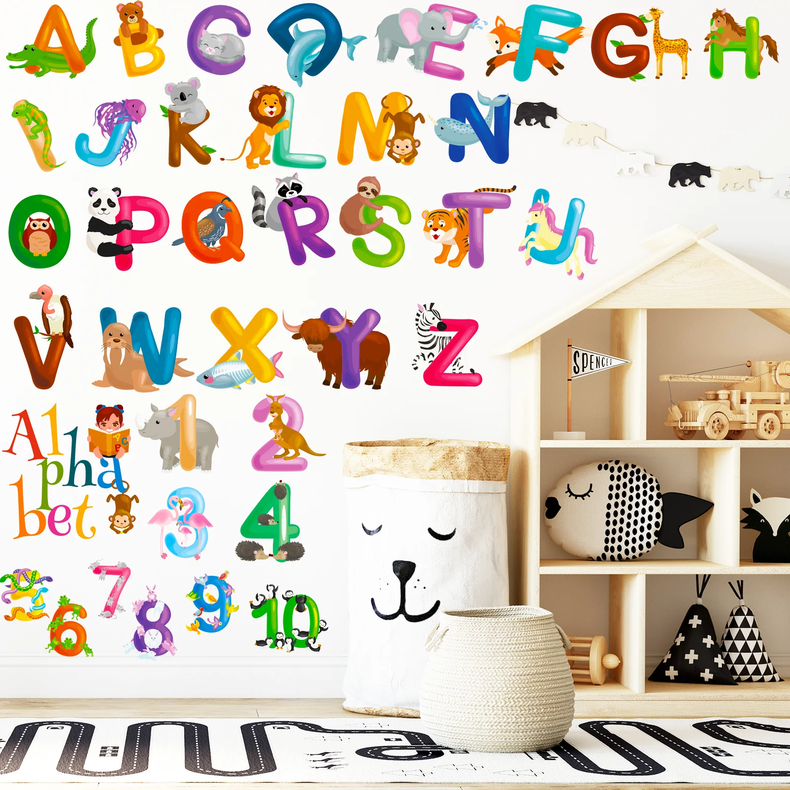 Animal Alphabet Numbers Colour Decals Stickers Kids Peel And Stick ...