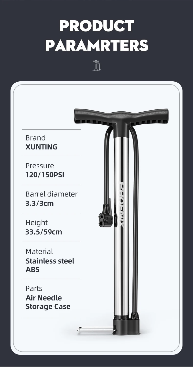 Phoenix Stainless Steel Floor Hand Cycle Pumps Pump Sport Ball Mini ...