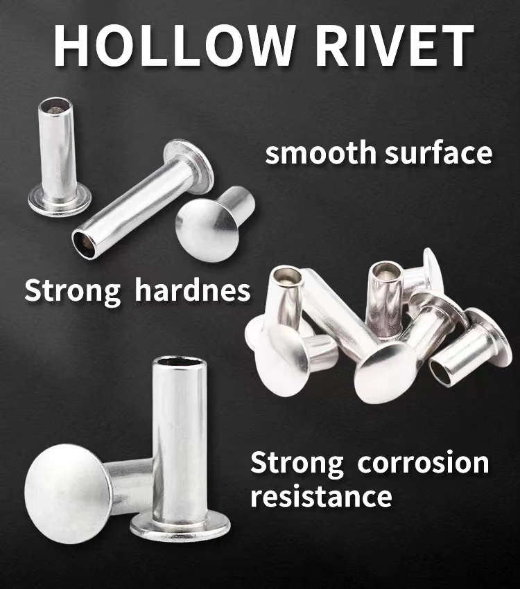 Stainless Steel 304 Semi-tubular Flat Head Rivets Hollow Head Semi ...