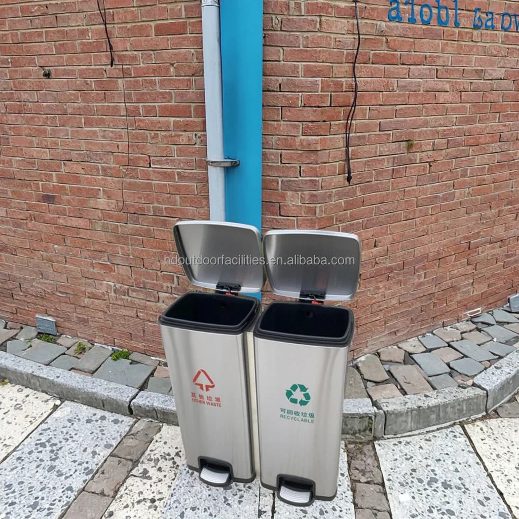 Outdoor Touchless Trash Can Standing Structure PP Plastic Recycling Bin ...