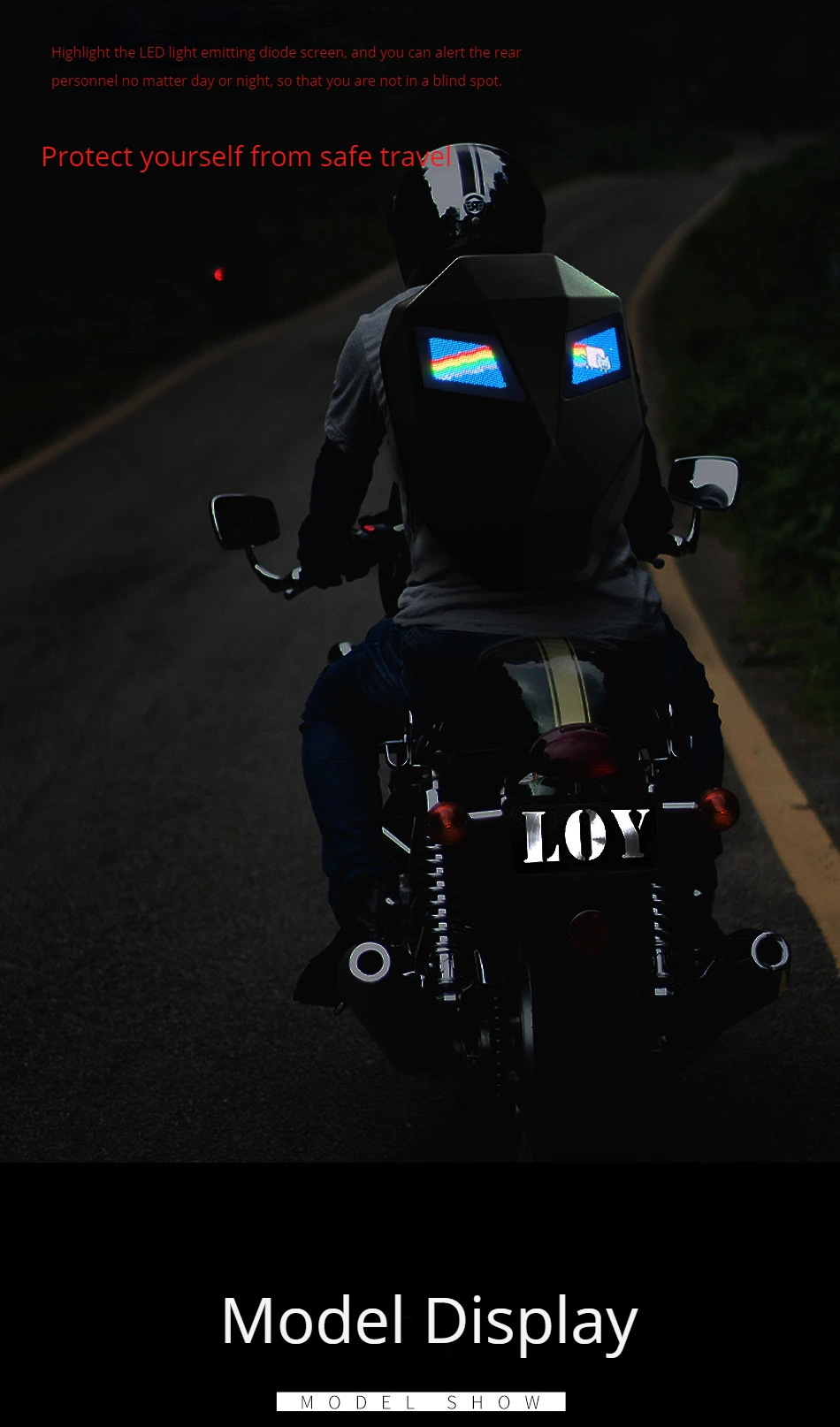 Black Waterproof Motorcycle Backpack for Outdoor Sports & Travel, OEM