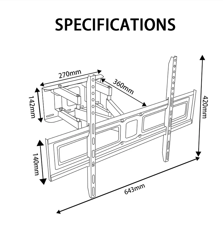 Double Arm Full Motion TV Brackets VESA 400 to 400mm TV Wall Brackets ...