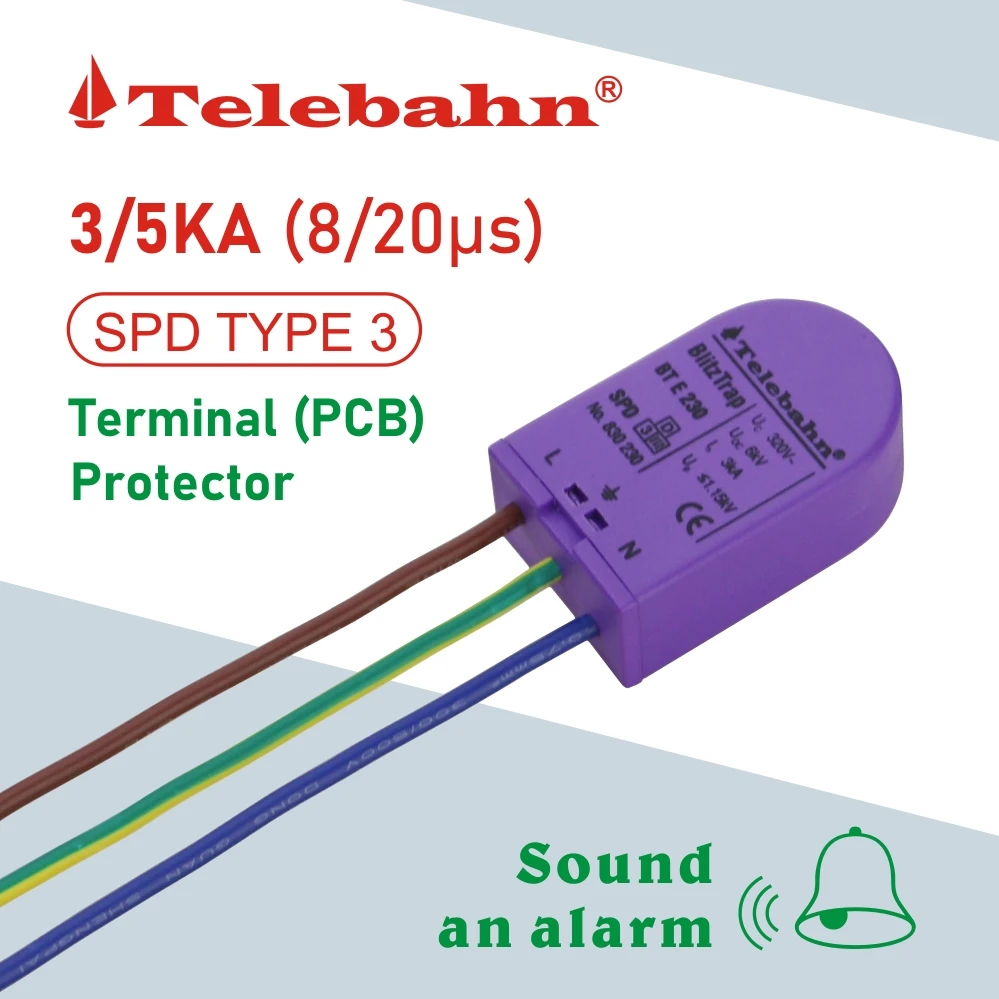 Telebahn 150V 275V 320V 385V 3kA 5kA 6kV 10kV AC SPD T3 Fuente de Alimentación Baja Tensión ...