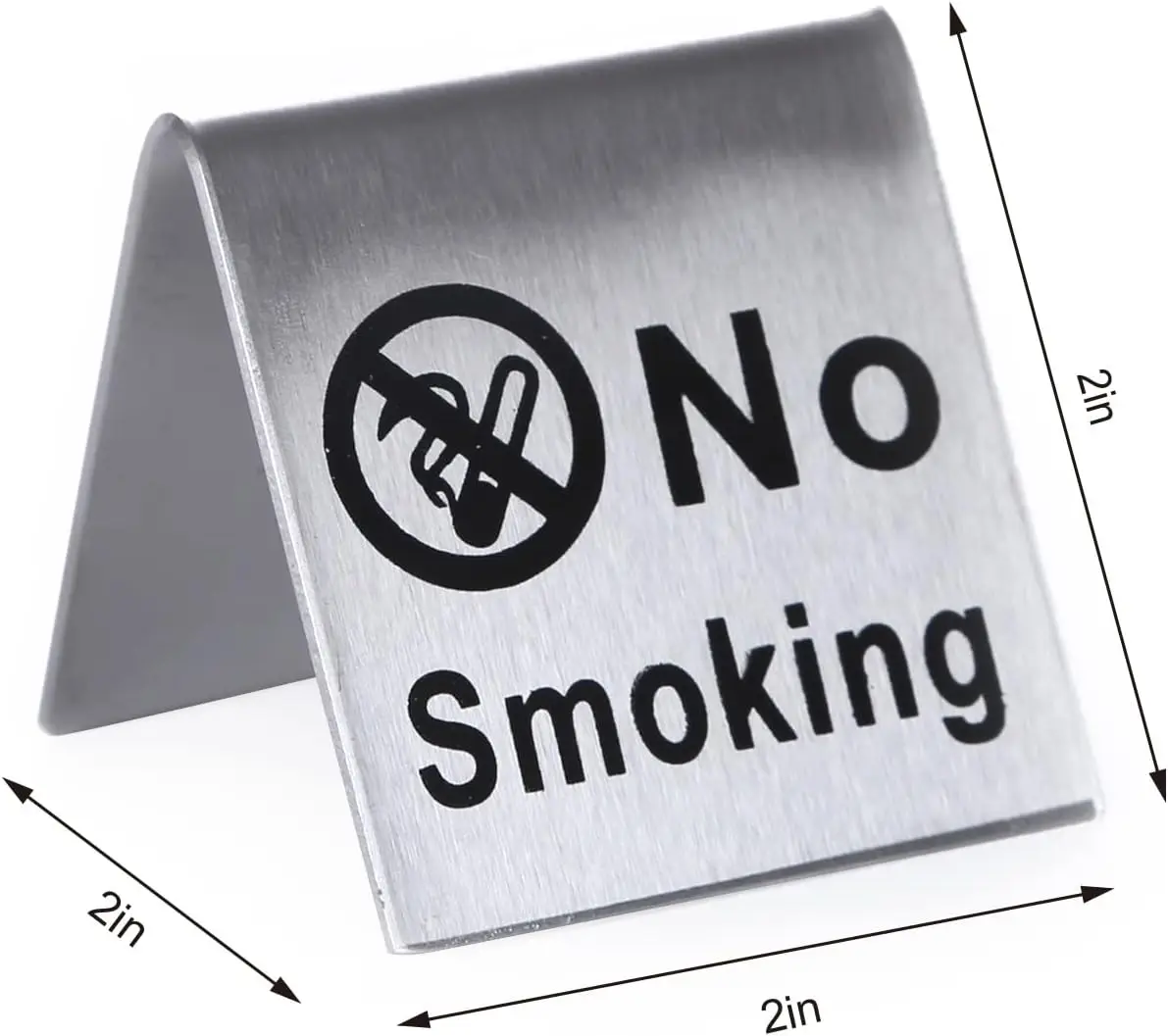 No Smoking Table Sign Stainless Steel Desk Sign Indicator Double Side ...