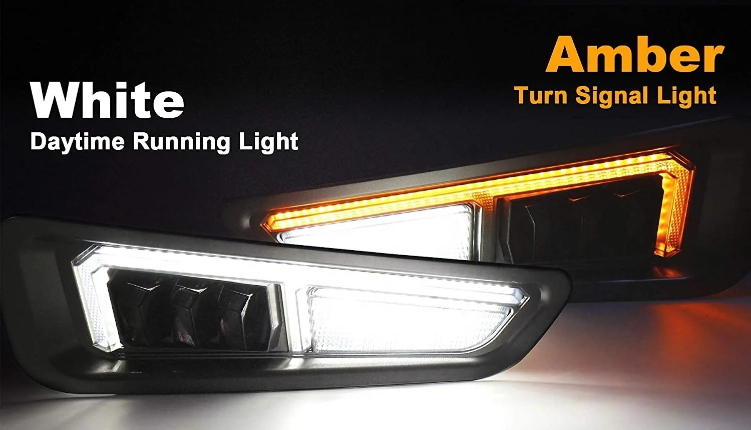 Ovovs 12v Front Led Fog Lamp With Drl Sequential Turn Signal Amber Led ...