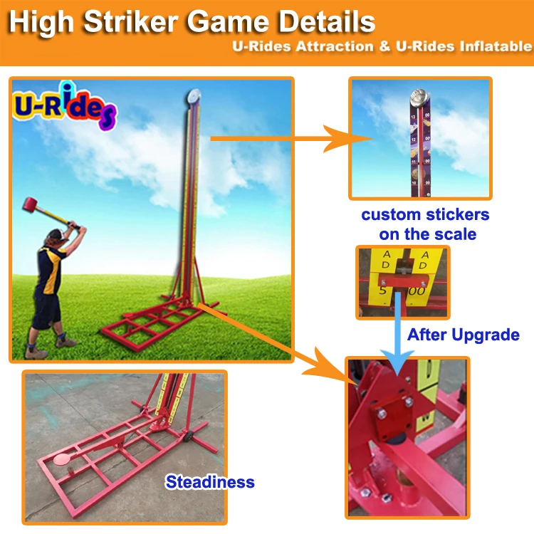 Customizable 10ft-17ft High Striker Game for Amusement & Events ODM