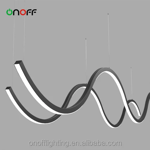 Minimalist Wave Linear LED Hanging Light 24V Curved Aluminum Pendant ...