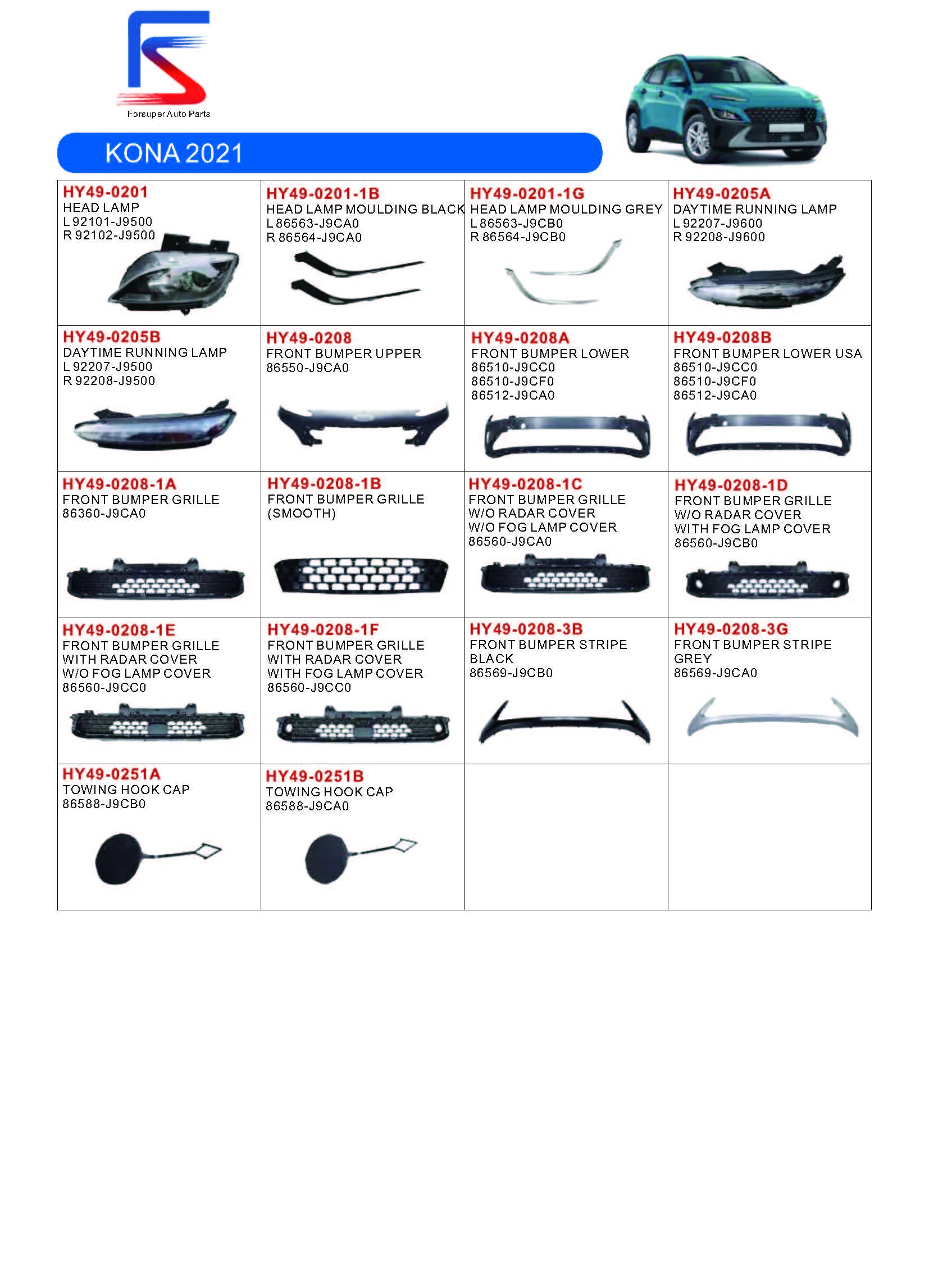 Front Bumper for Hyundai KONA 2021 - High-Quality Plastic