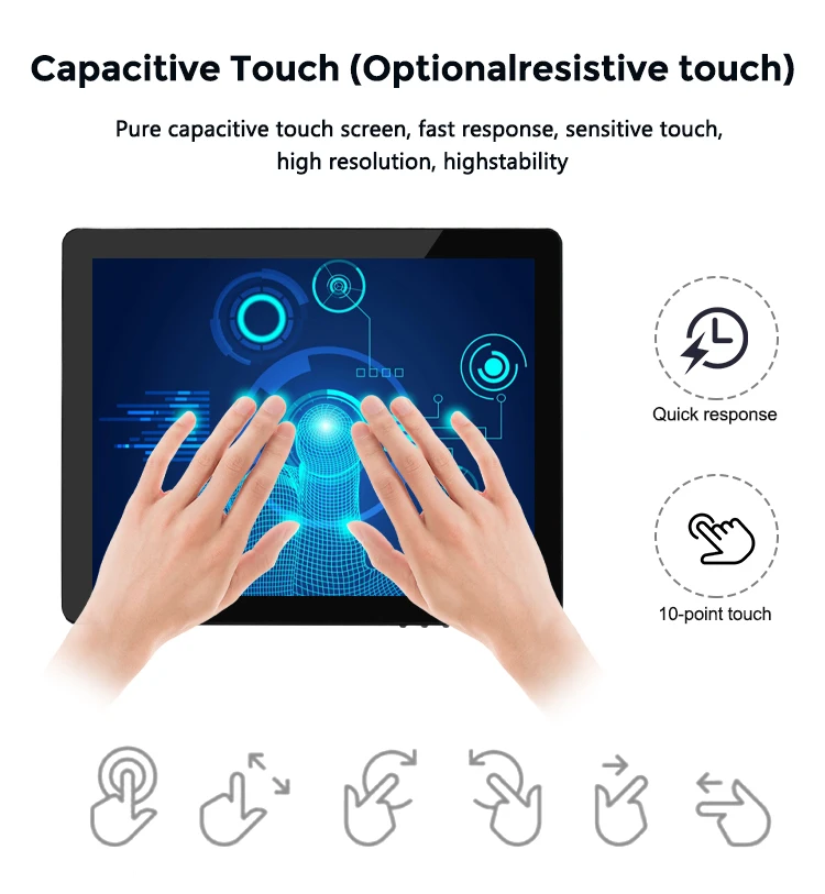 Flat Screen Computer Windows 10 Compatible 15 Inch Touch Monitor POS ...