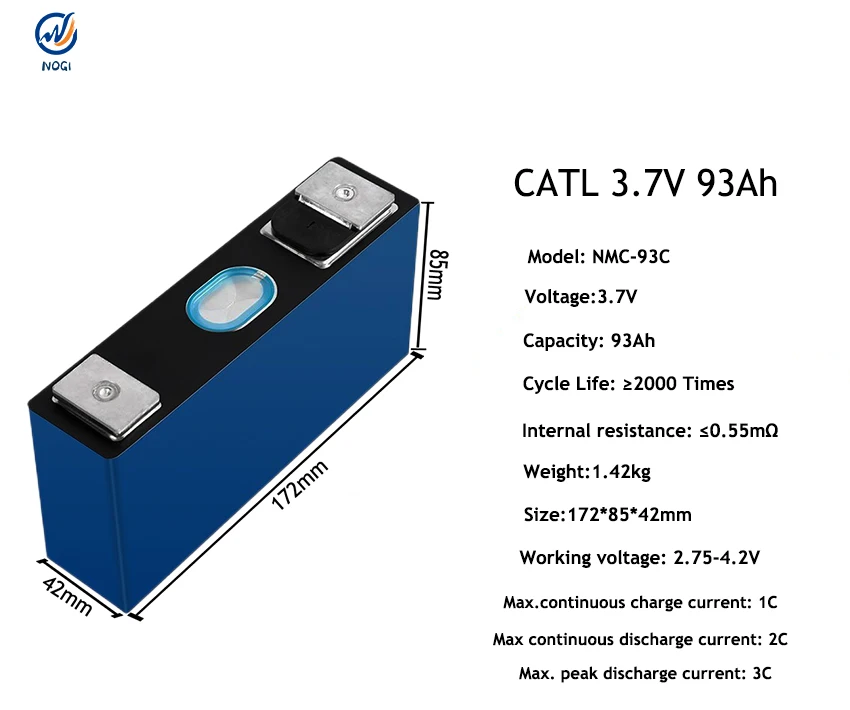 3.7v 93ah Nmc Rechargeable Lithium Ion Battery Cell Prismatic Catl ...