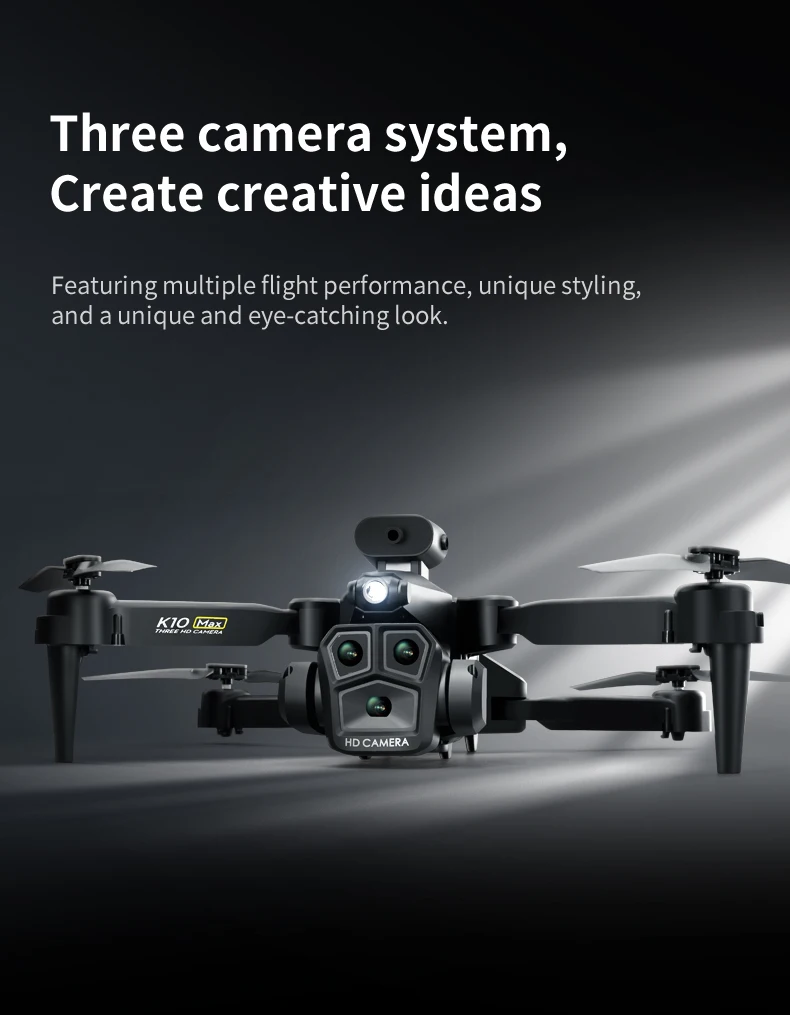 K10 Max Drone With Three 4k Hd Camera Four Way Obstacle Avoidance ...