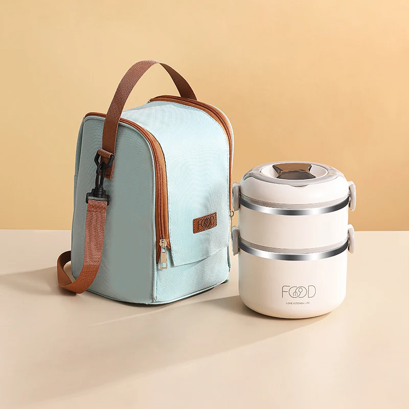 Round Multilayer Stainless Steel Lunch Box Handle Durable Leakproof ...