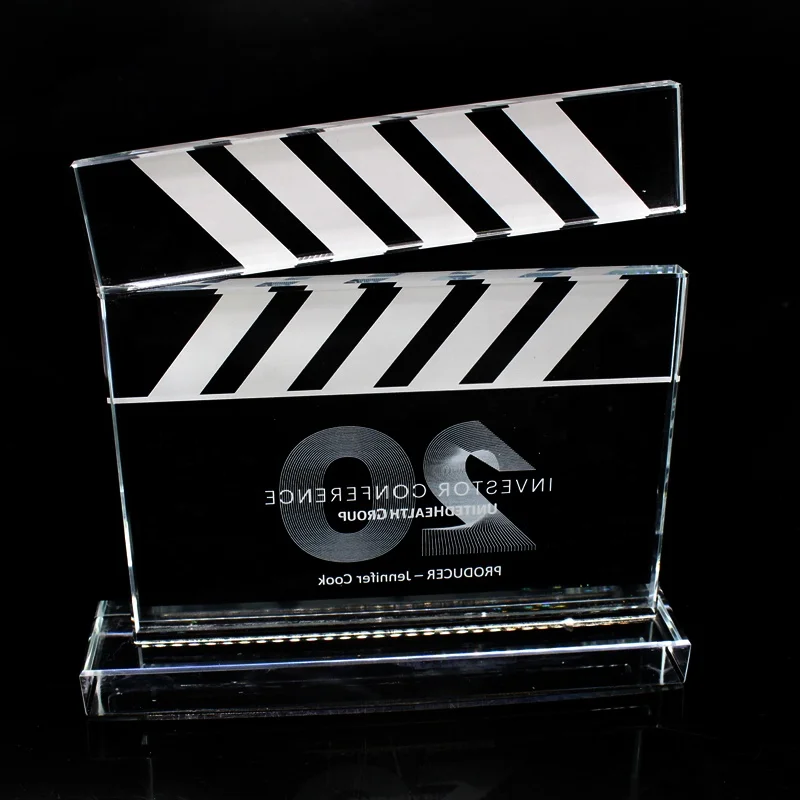 Unique Design Crystal Glass Clapperboard Trophy/slate Shaped Crystal ...