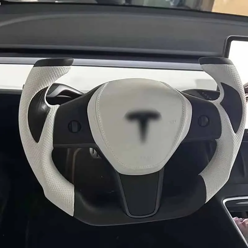 Carbon Fiber Tesla Yoke Aircraft Pan Steering Wheel For Model Y Model 3 ...