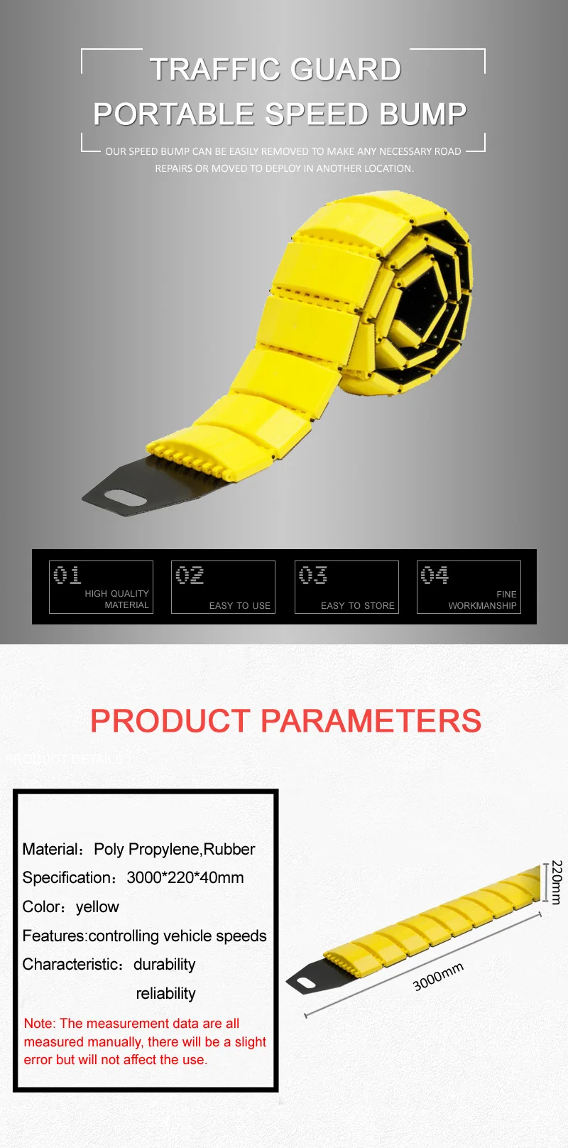 Portable Vehicle Car Truck Automotive Raffic Speed Bump Heavy Duty ...