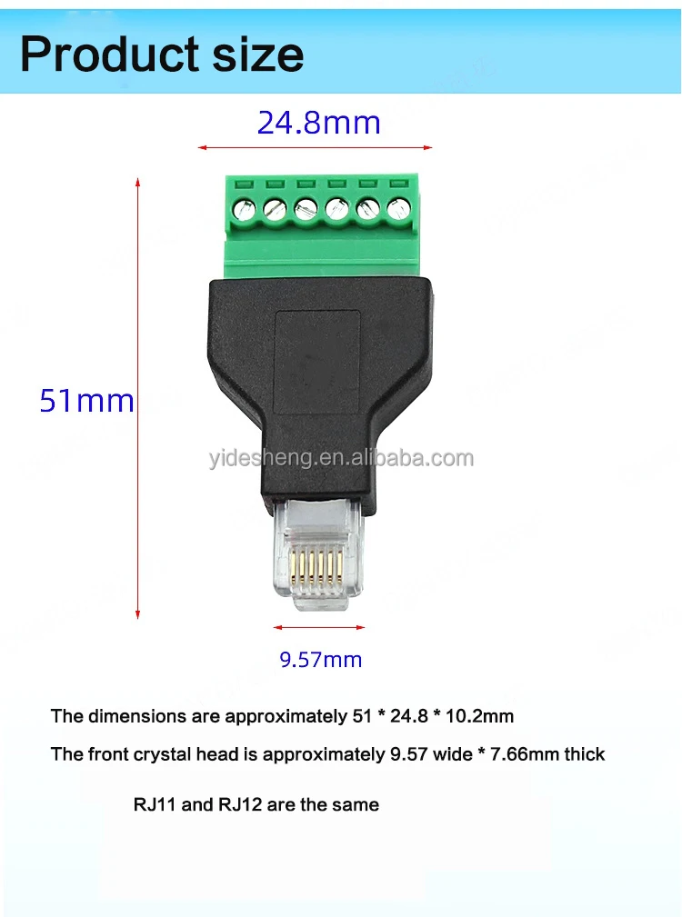 Factory Wholesale RJ12 6P6C Male to 6Pin Screw Terminal Splitter CCTV ...