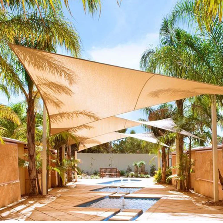 Heavy Duty Triangle Shade Sails in Brown Green and Cream Colors ...