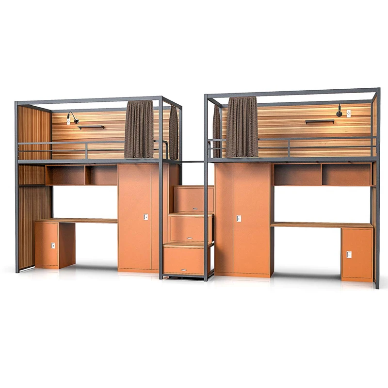 Full Metal Loft Bed Adult Stainless Steel Dormitory Beds Double Steel ...