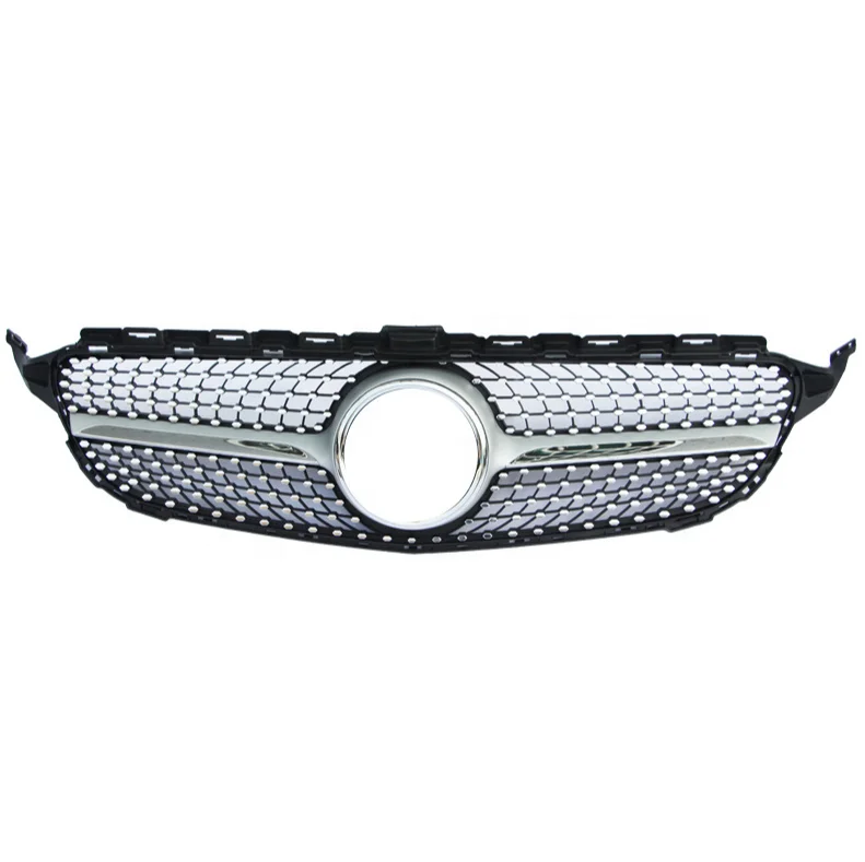 Diamond Grille for Mercedes Benz W205 Silver Black grill for Benz C ...