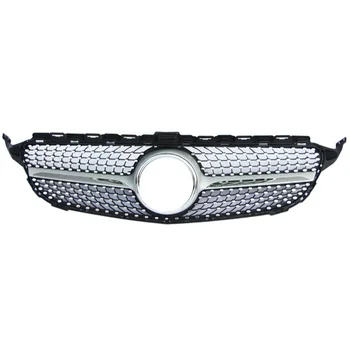 Diamond Grille For Mercedes Benz W205 Silver Black Grill For Benz C ...