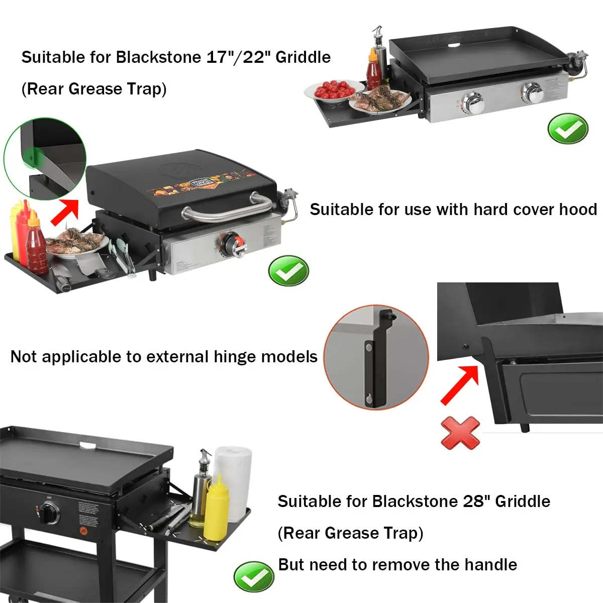 Griddle Caddy For Blackstone 17"/22"/28" Griddle,Griddle Side Shelf For ...