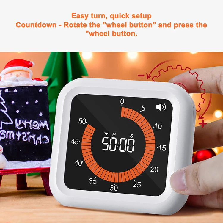 Visual Digital Timer for Kitchen - Smart Silent Rotary Timer, Eco ...