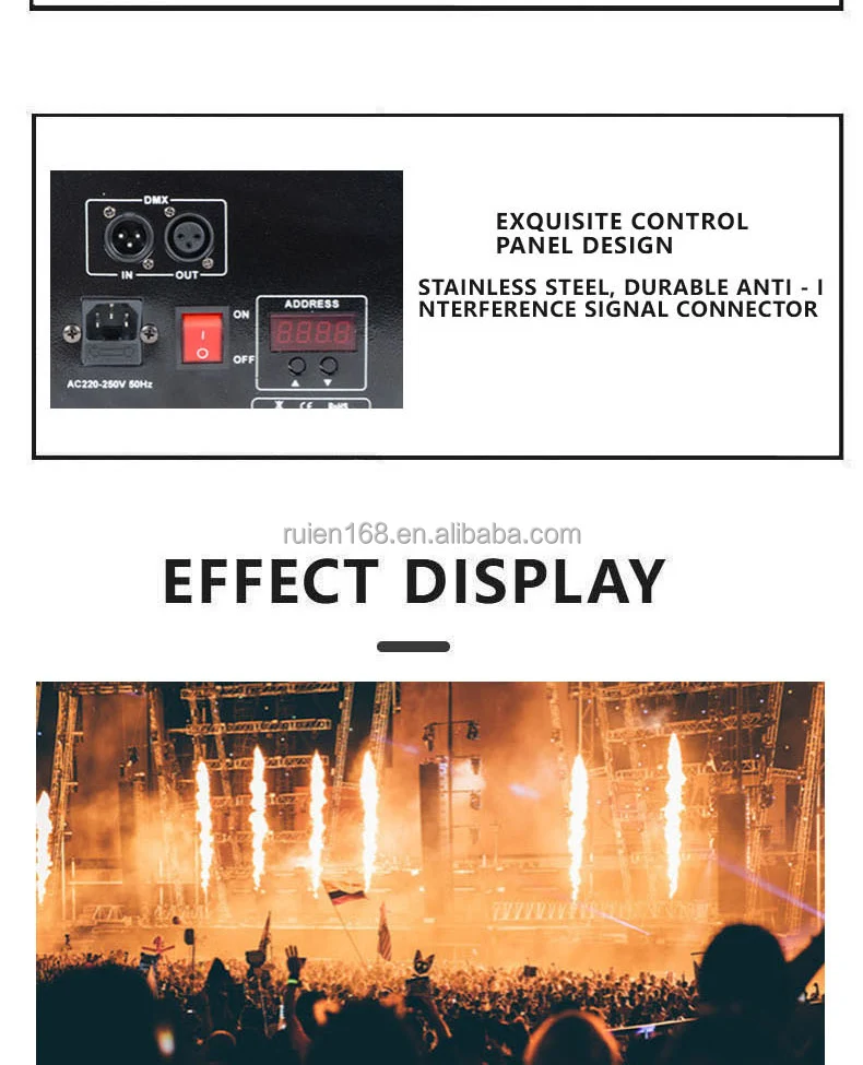 Stage 300W Fire Flame Machine Spray Colorful 3 Meters High Flame Two ...