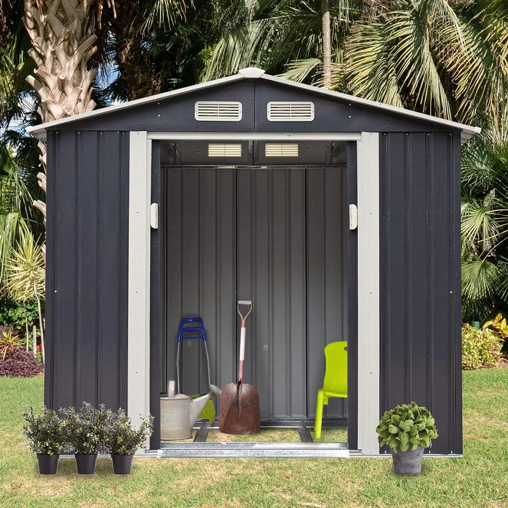 Sturdy Utility Outdoor Storage Shed Metal Shed for Patio Gardening ...