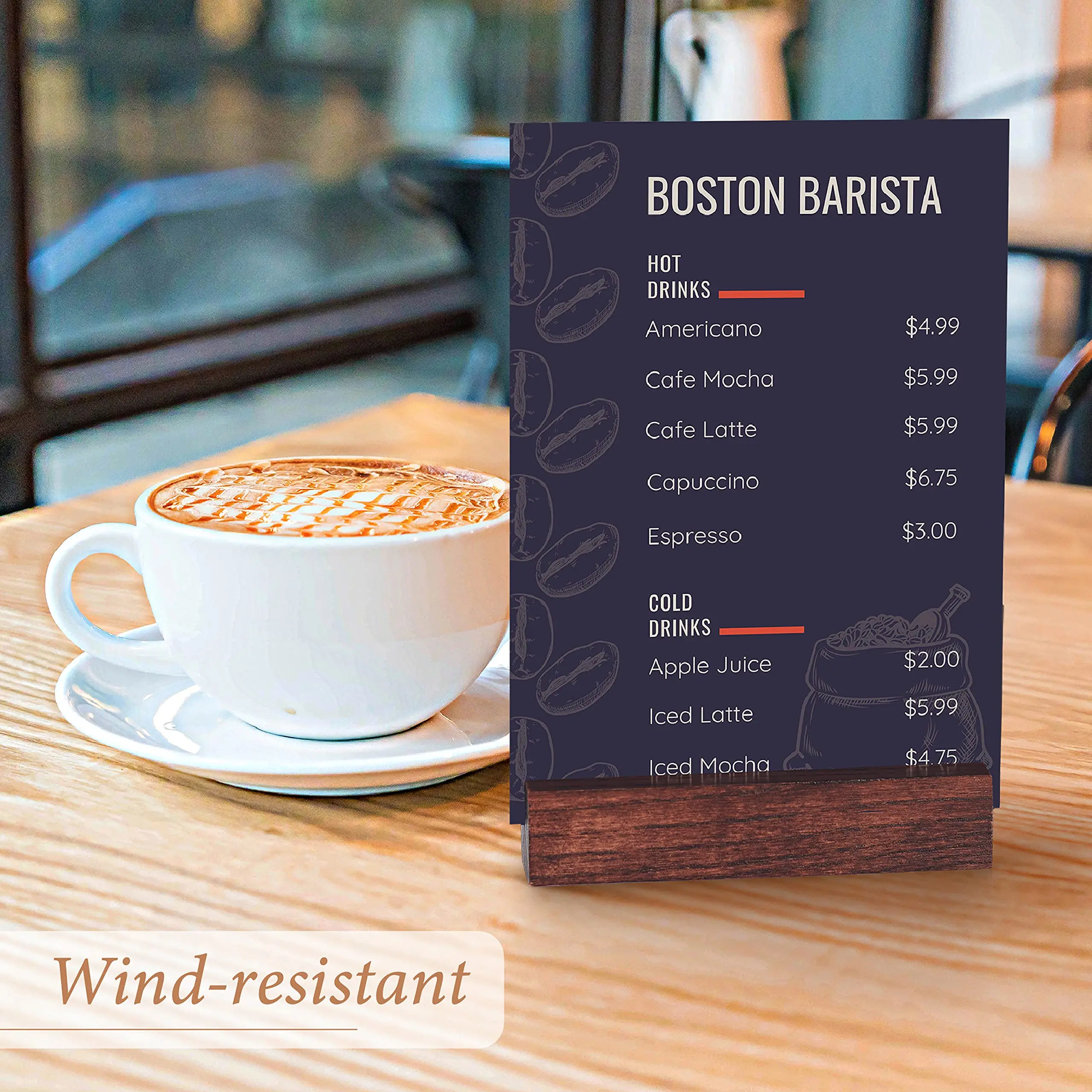 Acrylic Menu Display With Wooden Base,Flyer Stand Menu Holder,Photo ...