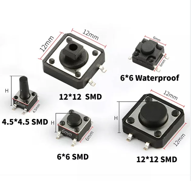 TS-06104 Top Push Tactile Switch - 6x6mm, 12V, 100k Cycles