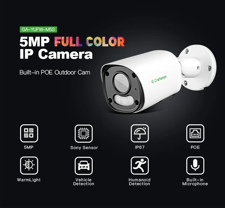 GA-YUFW-M5S 5MP Full-Color Dark Fighter CCTV IP Bullet Camera