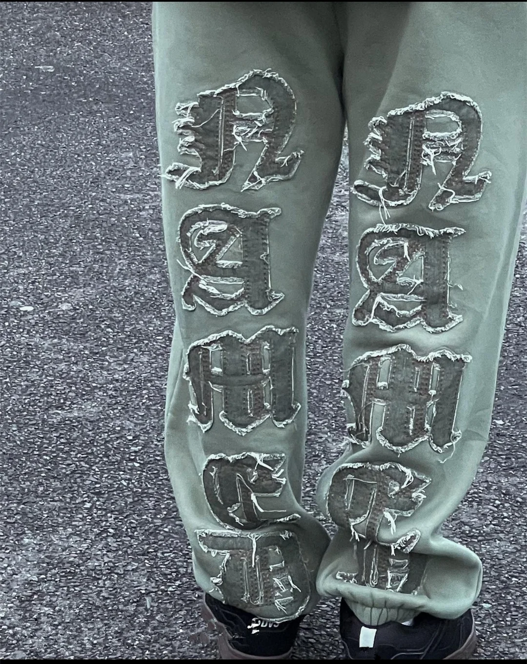Ky Thick Embroidery Applique Rhinestone Print Distressed Acid Wash ...