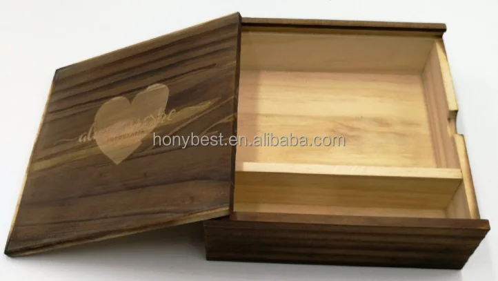 Unfinished Small Wooden Gift Display Box with Sliding Lid