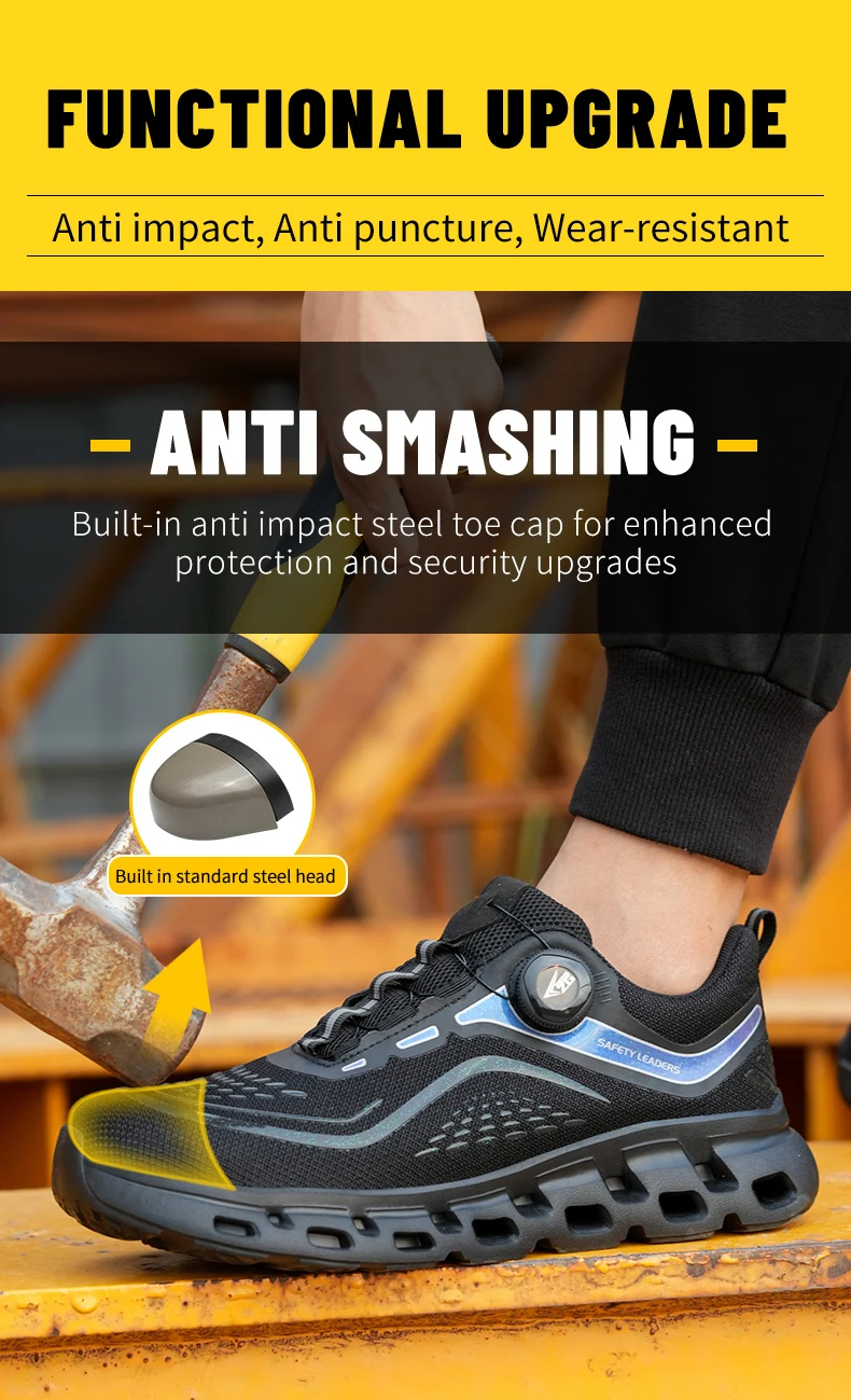 Orange Fast Lacing System Safety Shoes - Durable & Comfortable