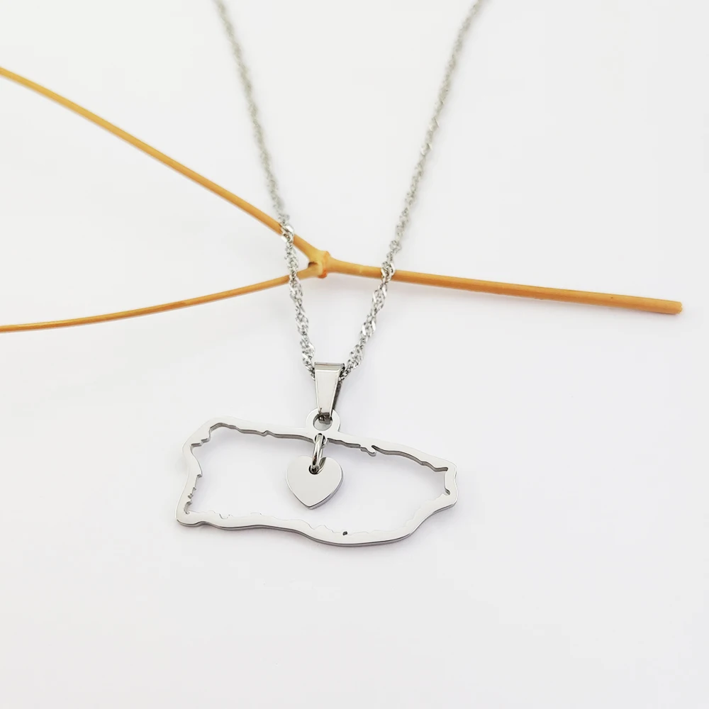 Custom Puerto Rico Map Necklace - Joyeria De Oro Laminado