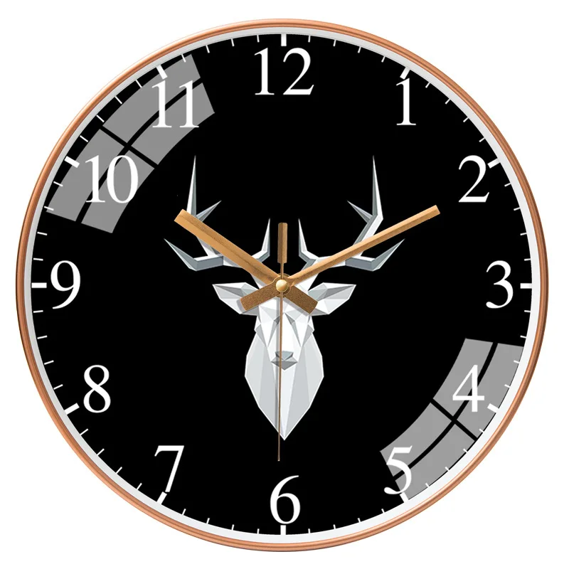 Luxury Elk Wall Clock Home Decoration 12-inch S Quiet Sweep Quartz Wall ...
