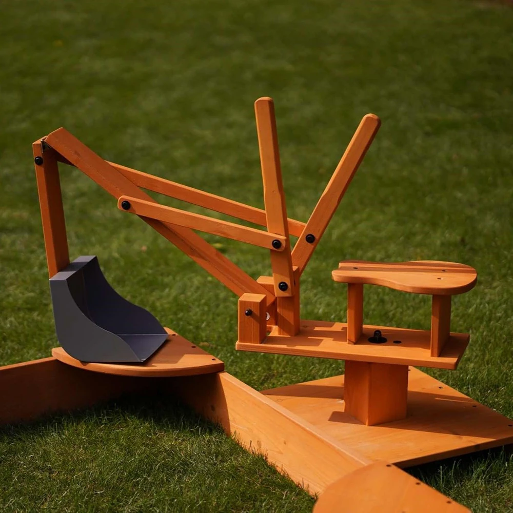 Kids Playground Equipment Wooden Sandbox Digging Toy with Working Crane ...