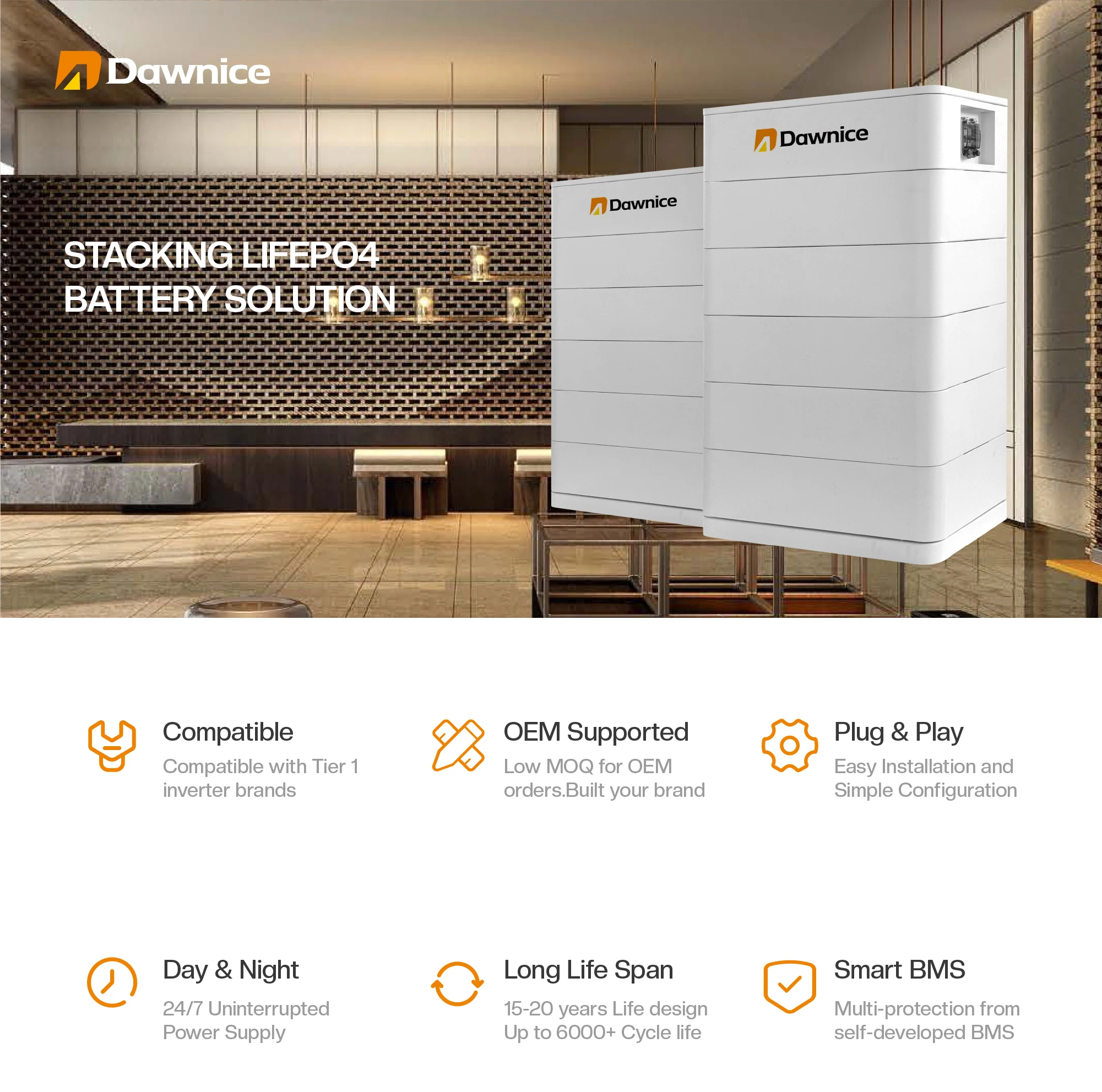 Dawnice Hybrid Solar Inverter 48v 10kWh 15kWh 20kWh 25kWh 30kWh Energy ...