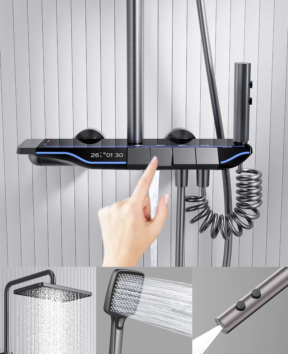 Intelligent LED Digital Shower Control Set - Adjustable Thermostat ...